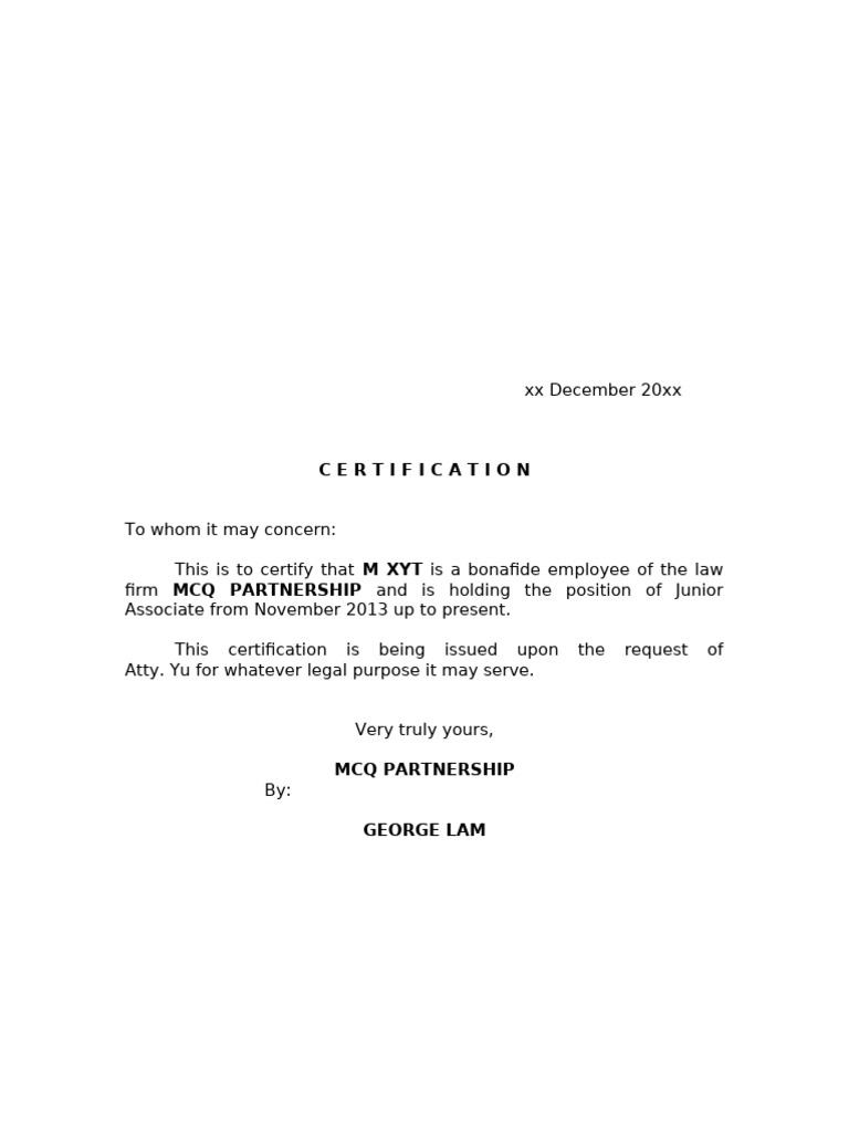 Employee Certification for M XYT | PDF