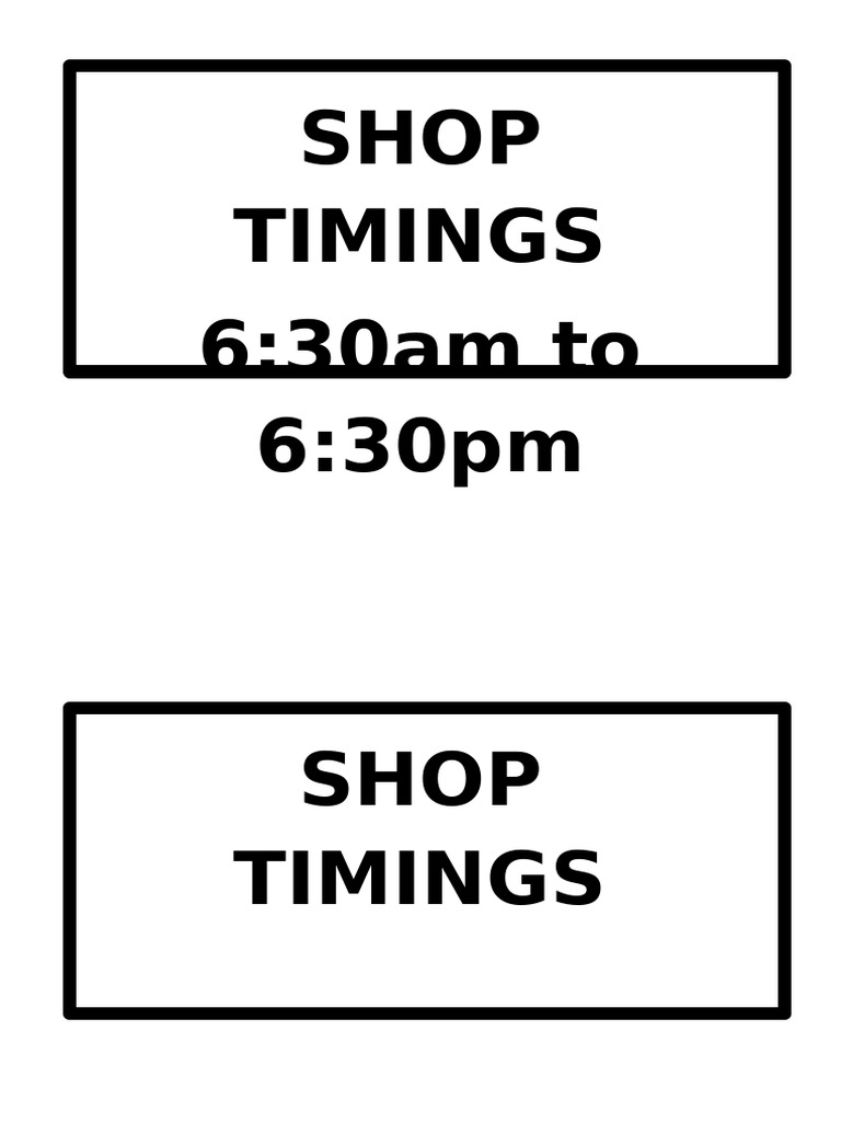 Shop Timings | PDF