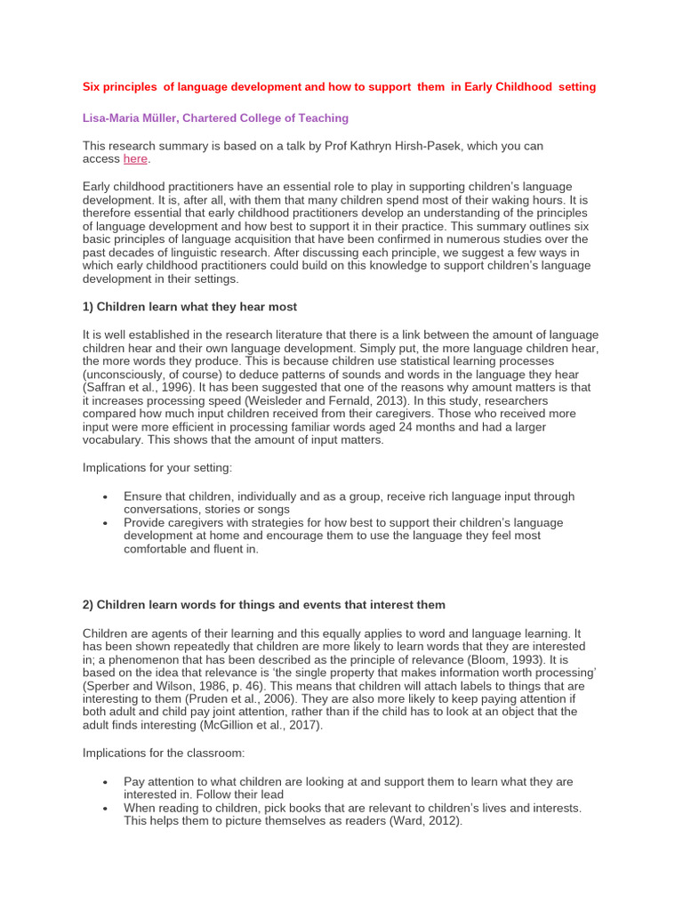 Six Principles of Language Development and How To Support Them in Early ...