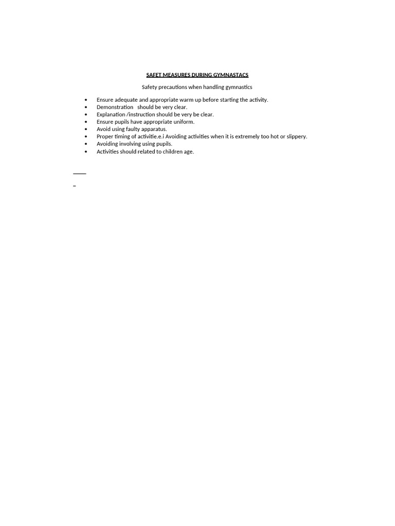 Gymnastics Safety Measures Guide | PDF