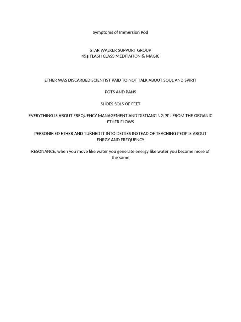 Symptoms of Immersion Pod | PDF