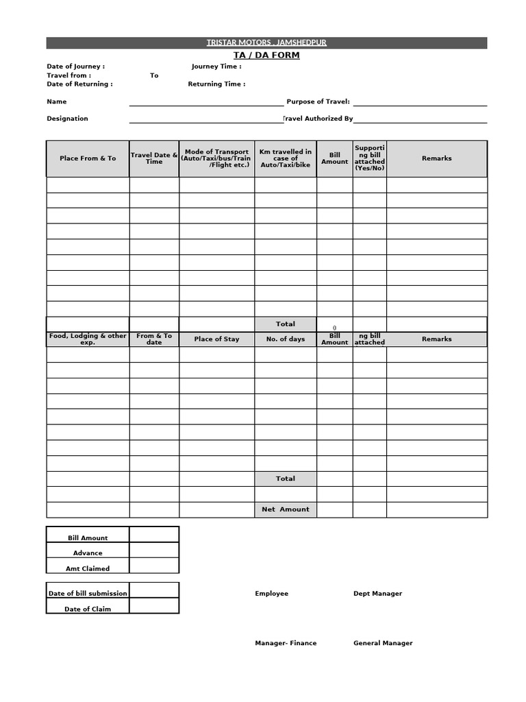 Travel Authorization and Expense Claim Form | PDF