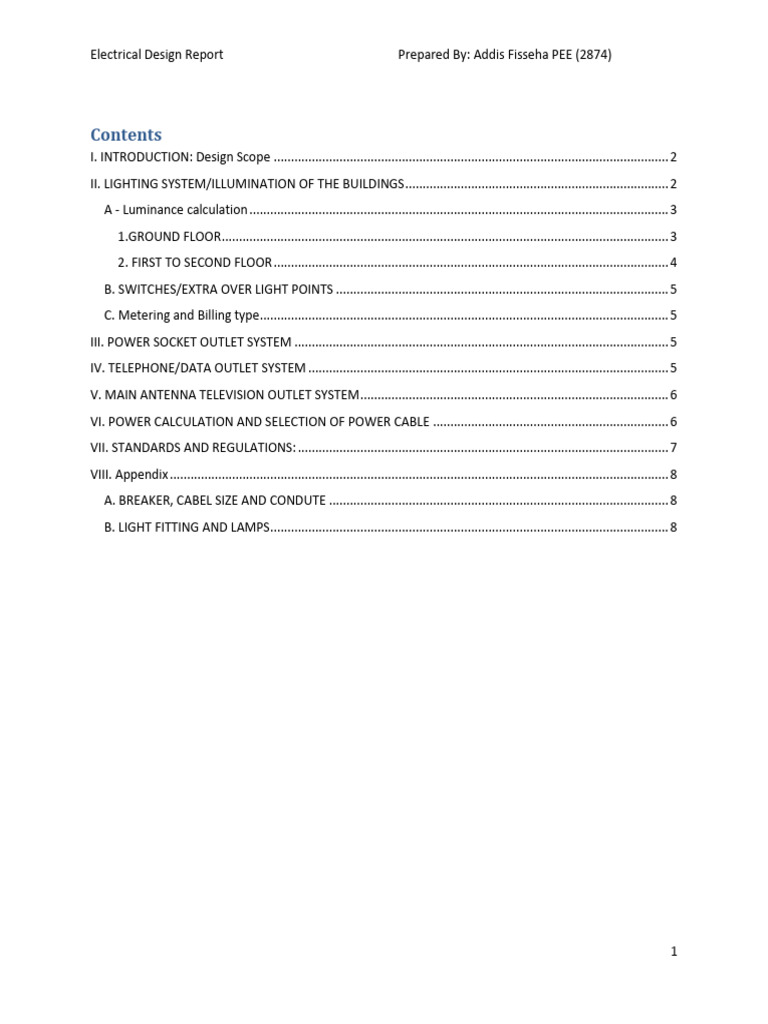 Edited Repoort For Gash Wundimu Electrical | PDF | Lighting | Ac Power Plugs And Sockets