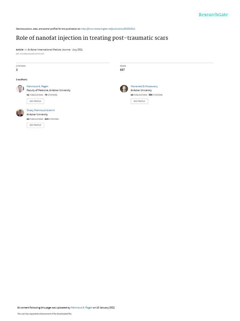 Role of Nanofat Injection in Treating Post-Traumat | PDF | Scar ...