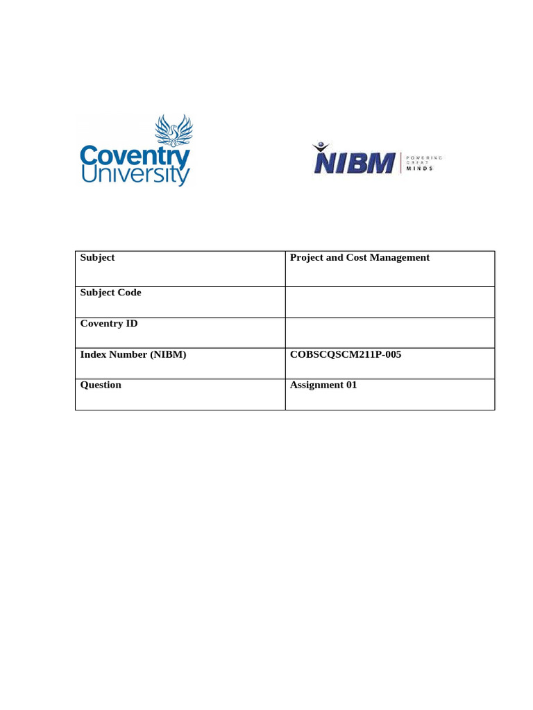 COBSCQSCM211P-005 - Assignment 1 Project and Cost Management PDF | PDF ...