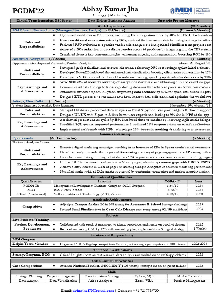 Abhay Jha_CV | PDF | Analytics | Information Technology