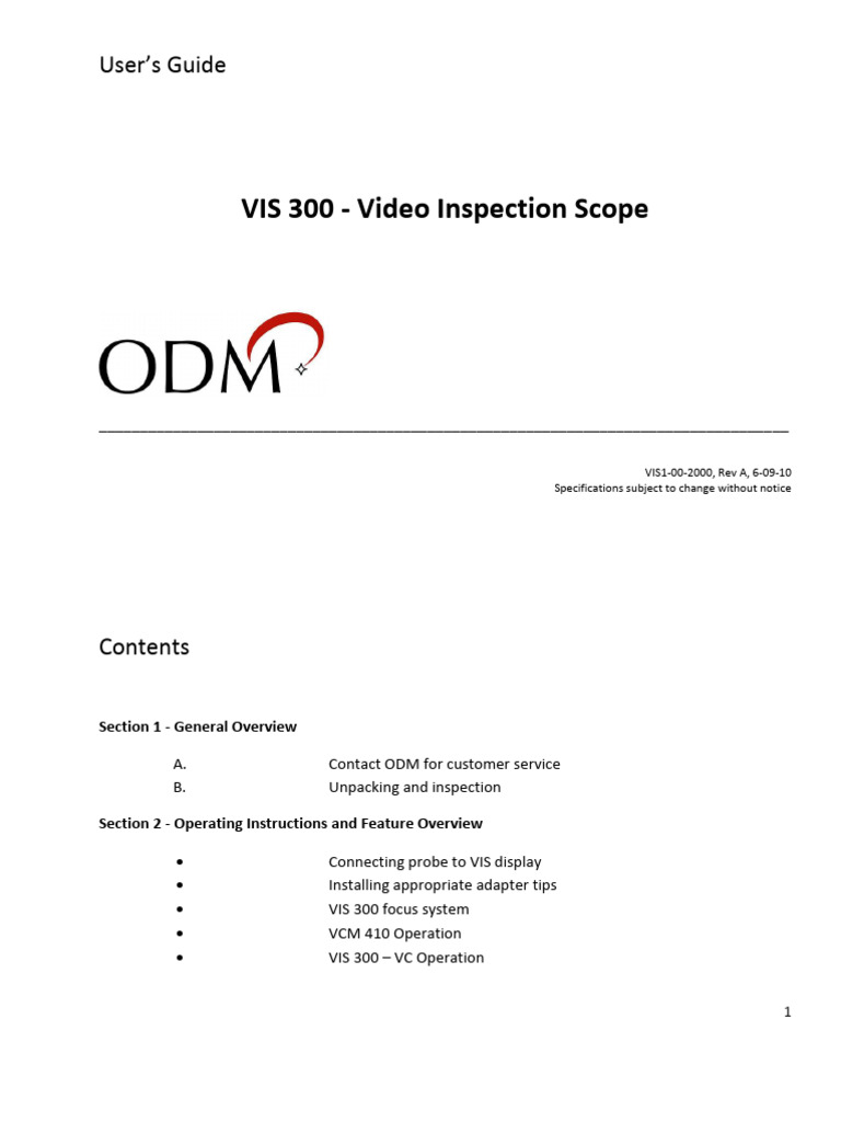 VIS 300 Video Inspection Scope Guide | PDF | Battery Charger ...