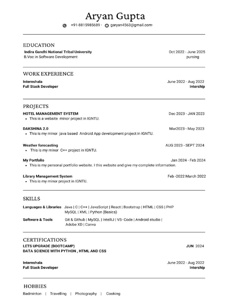 Aryan CV - Compressed | PDF