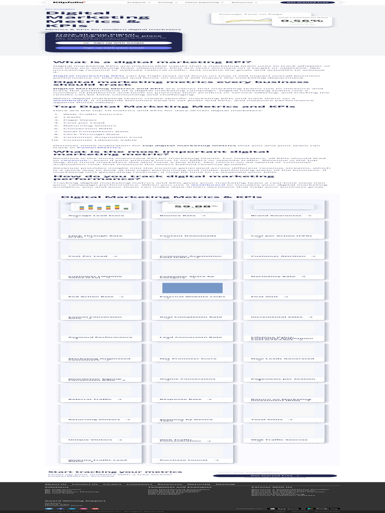 Digital Marketing Metrics & KPIs - Klipfolio | PDF | Digital Marketing ...