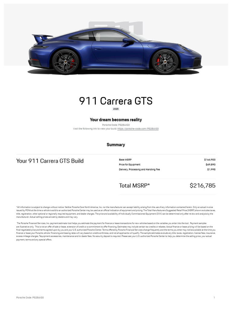 Porsche 911 Carrera GTS Build | PDF | Motor Vehicle | Automotive ...