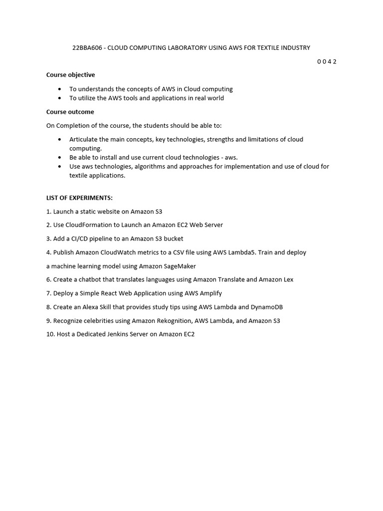 Coud Computing Lab - BBA TBA | PDF