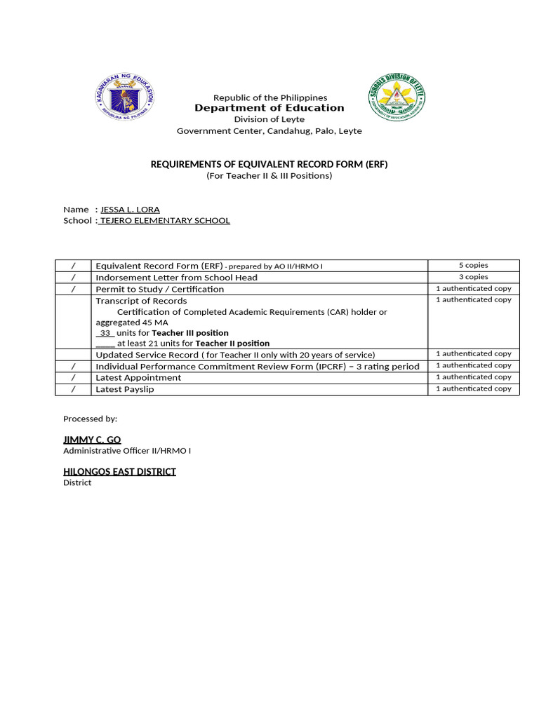 Erf Checklist2024 2025 | PDF