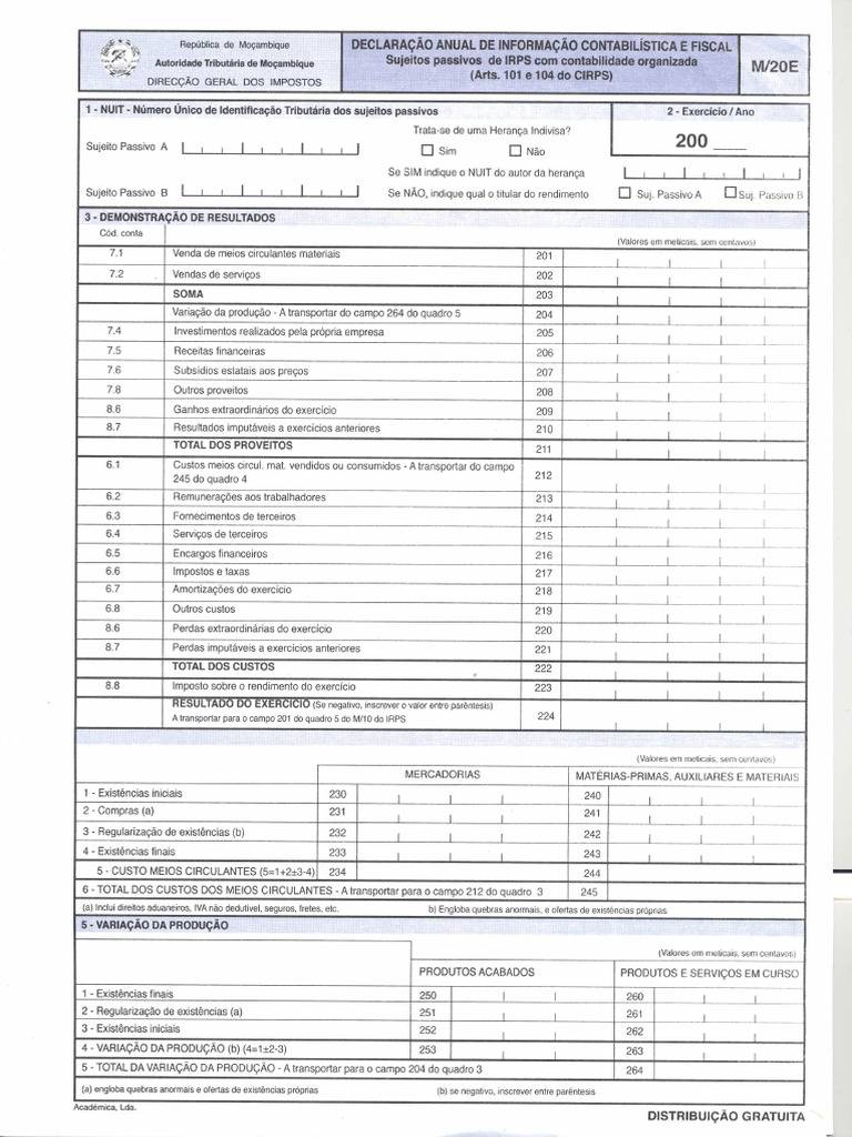 Modelo 20E - Declaração Anual de Informação Contabilística e Fiscal | PDF