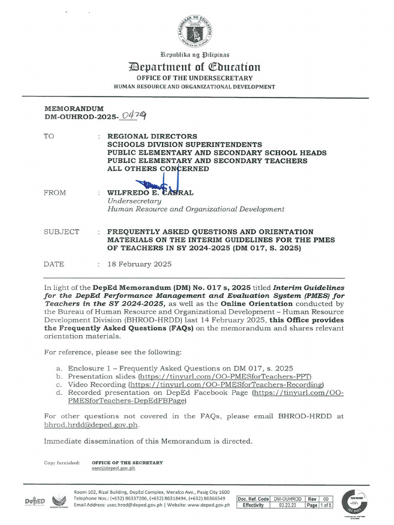 DM Ouhrod 2025 0429 Frequently Asked Question | PDF