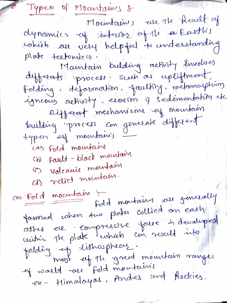 Unit 1 - Types of Mountain | PDF