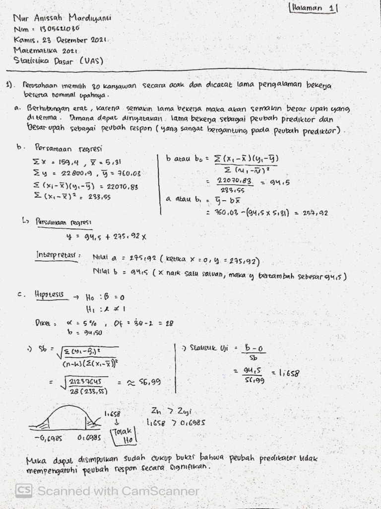 UAS StatDas - Nur Anissah Mardiyanti | PDF
