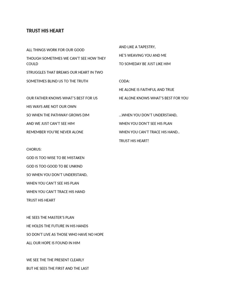 Trust His Heart | PDF