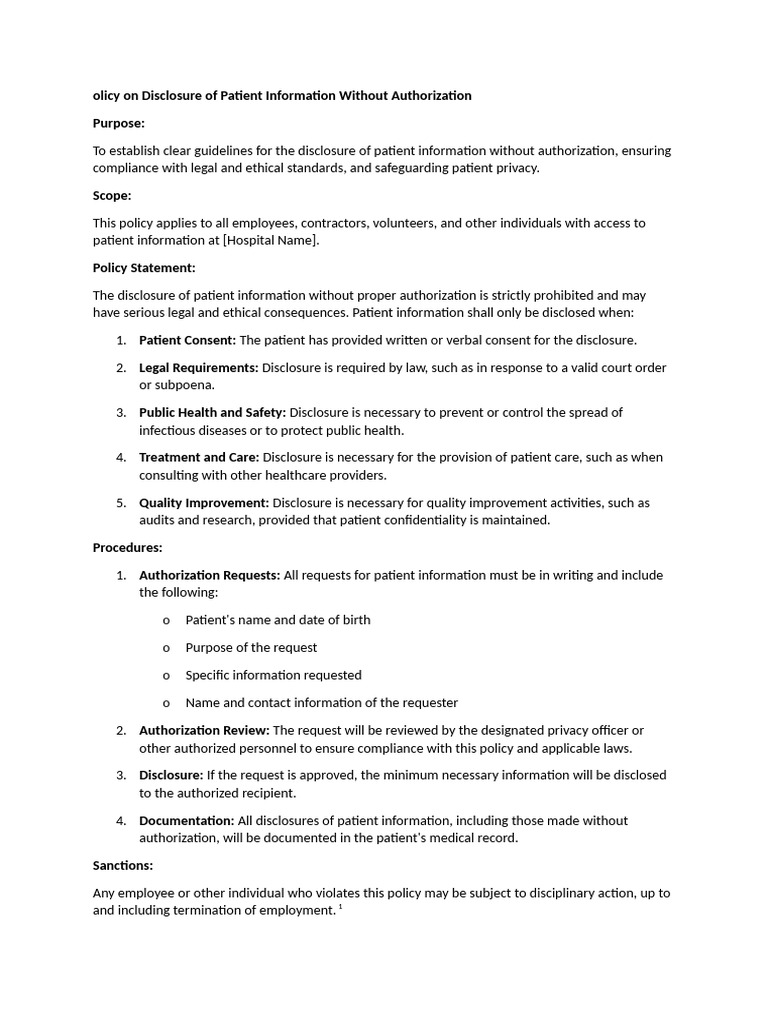 Information disclosed without patient authorization | PDF
