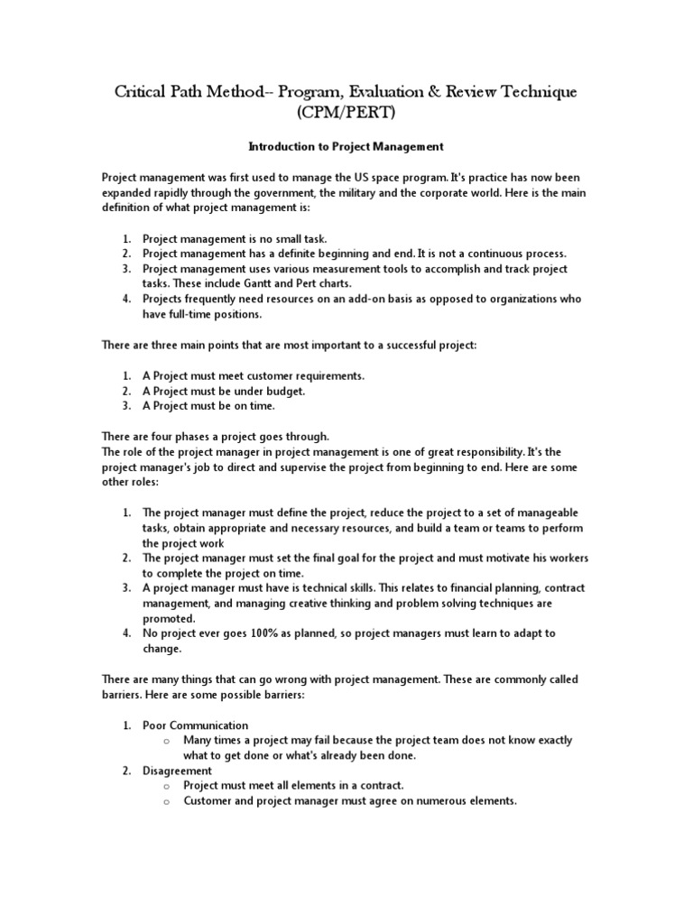 Project Management Tools and Techniques: An Overview of Critical Path ...