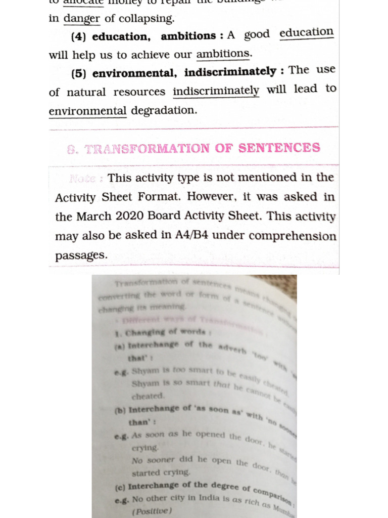 Transformation of Sentences | PDF