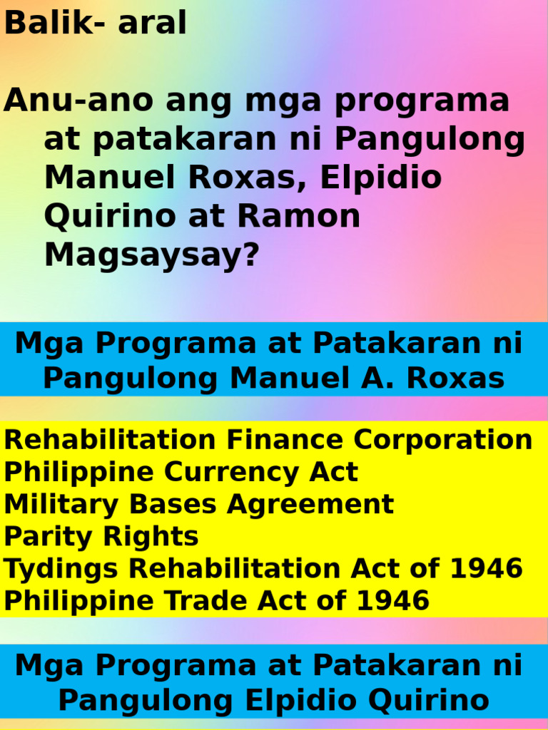 Mga Programa at Patakaran Ni Pang. Garcia | PDF
