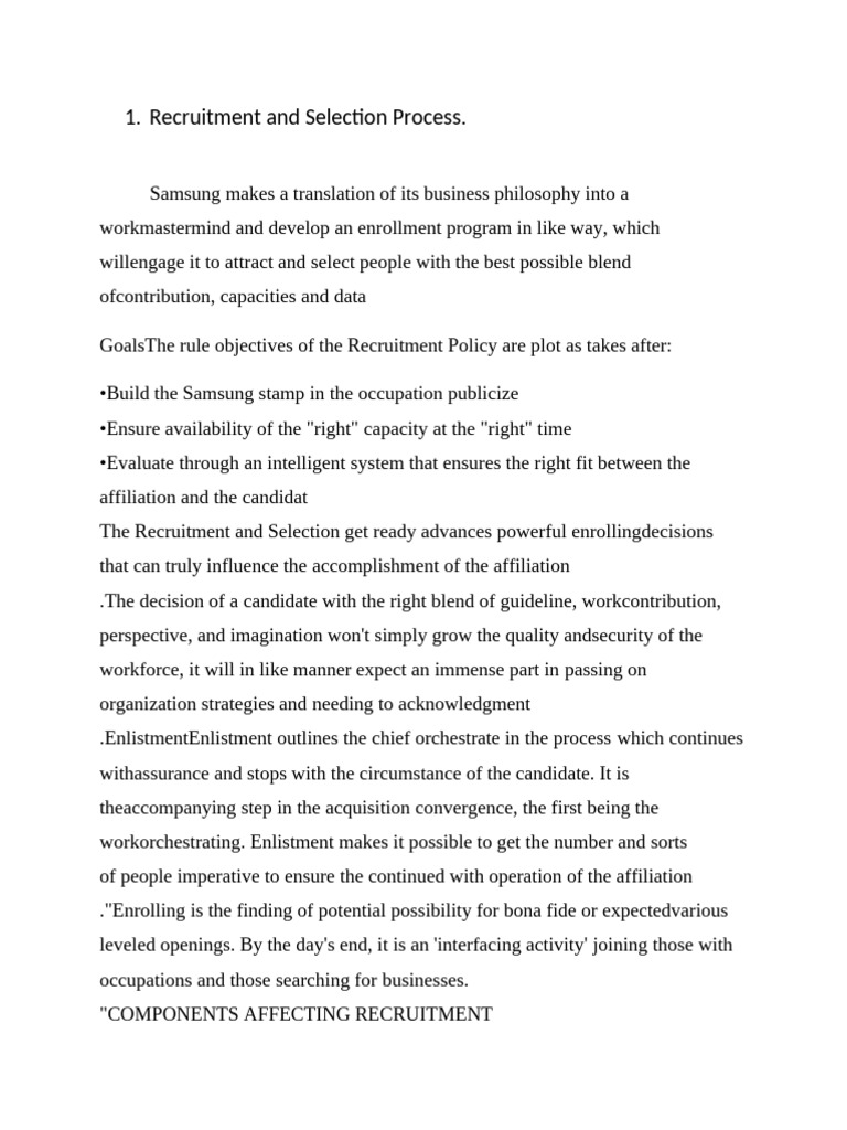Samsung Recruitment and Selection Guide | PDF | Recruitment | Business