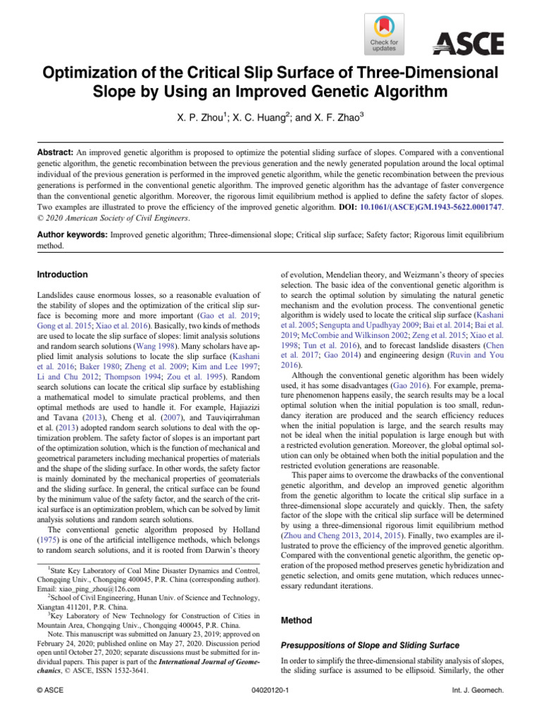 Slope Stability Analysis in 3D | PDF | Genetic Algorithm | Algorithms