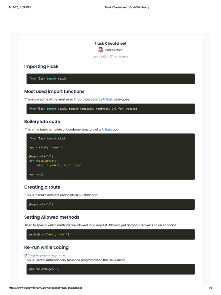 Flask Cheatsheet _ CodeWithHarry | PDF | Databases | Software