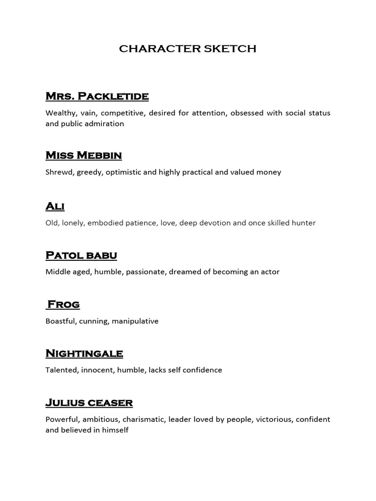 Character Sketch | PDF