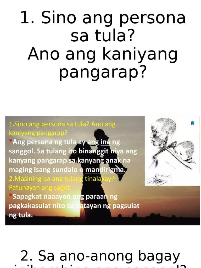 Sino Ang Persona Sa Tula? Ano Ang Kaniyang Pangarap? | PDF