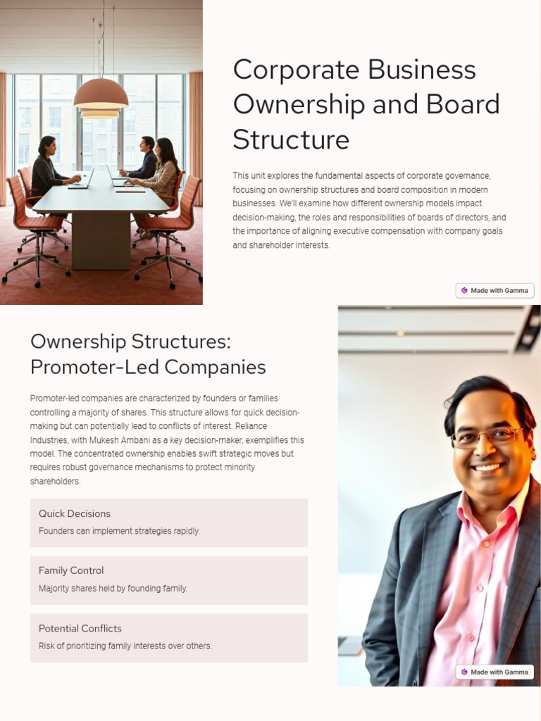 Corporate Business Ownership and Board Structure | PDF | Corporate ...