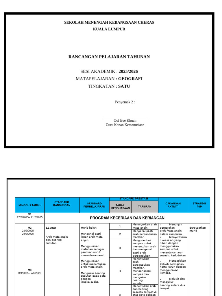 RPT Geo T1 2025 - 2026 | PDF