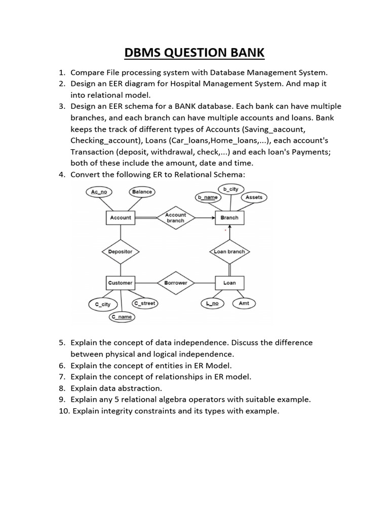 DBMS QUESTION BANK- TT-1 | PDF