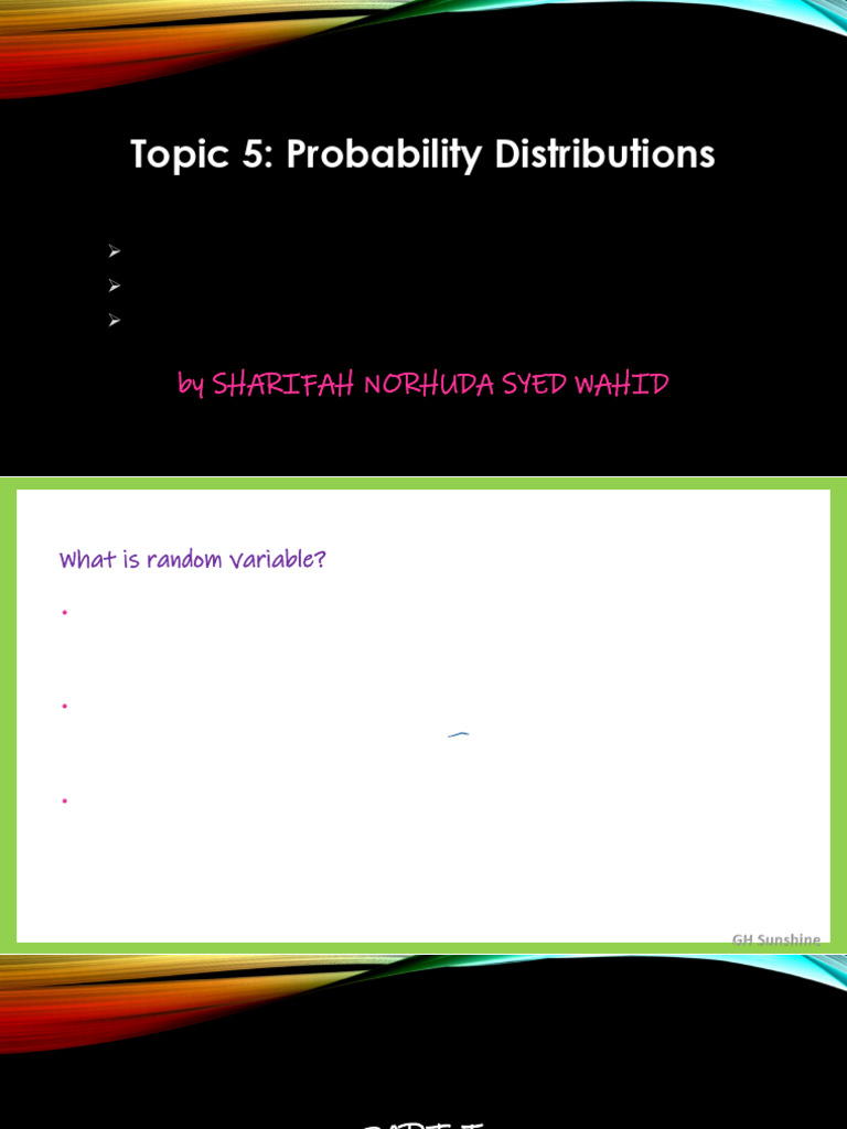 TOPIC 5 - Probability Distribution | PDF | Probability Distribution | Random Variable