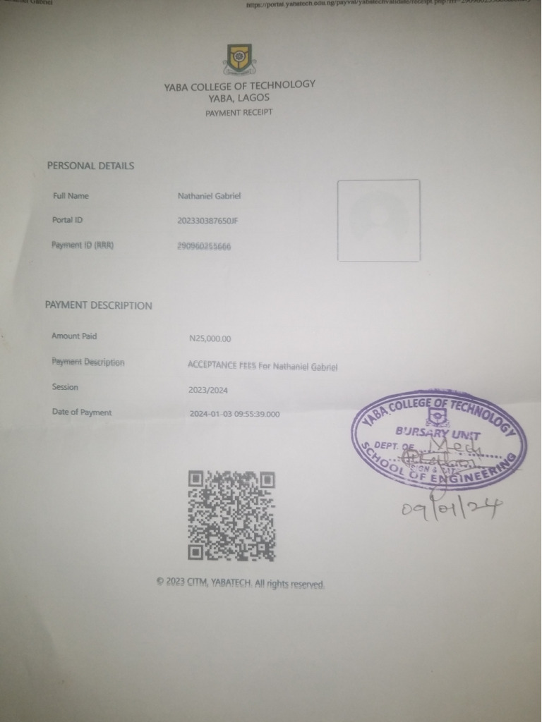 Acceptance Fee Receipt | PDF