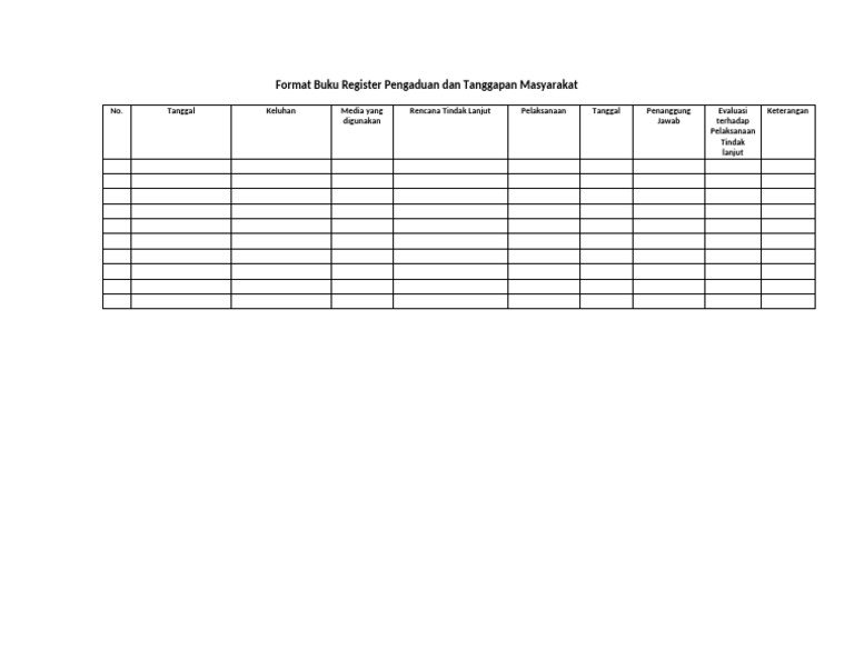 Buku Register Keluhan & Tanggapan | PDF