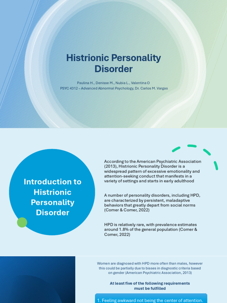 Understanding Histrionic Personality Disorder | PDF | Mental Disorder ...