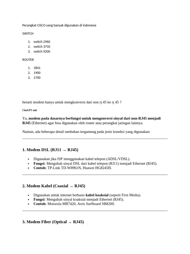 Perangkat Cisco Populer di Indonesia | PDF