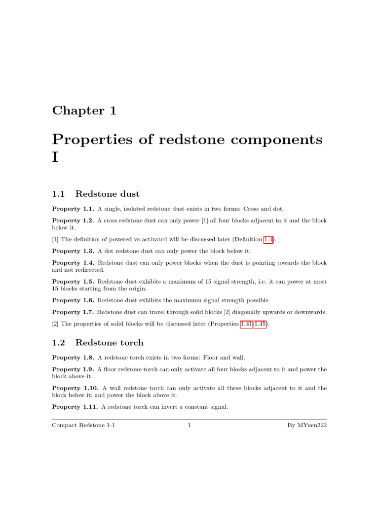 Compact Redstone Course Content 1-1 | PDF | Electrical Circuits ...