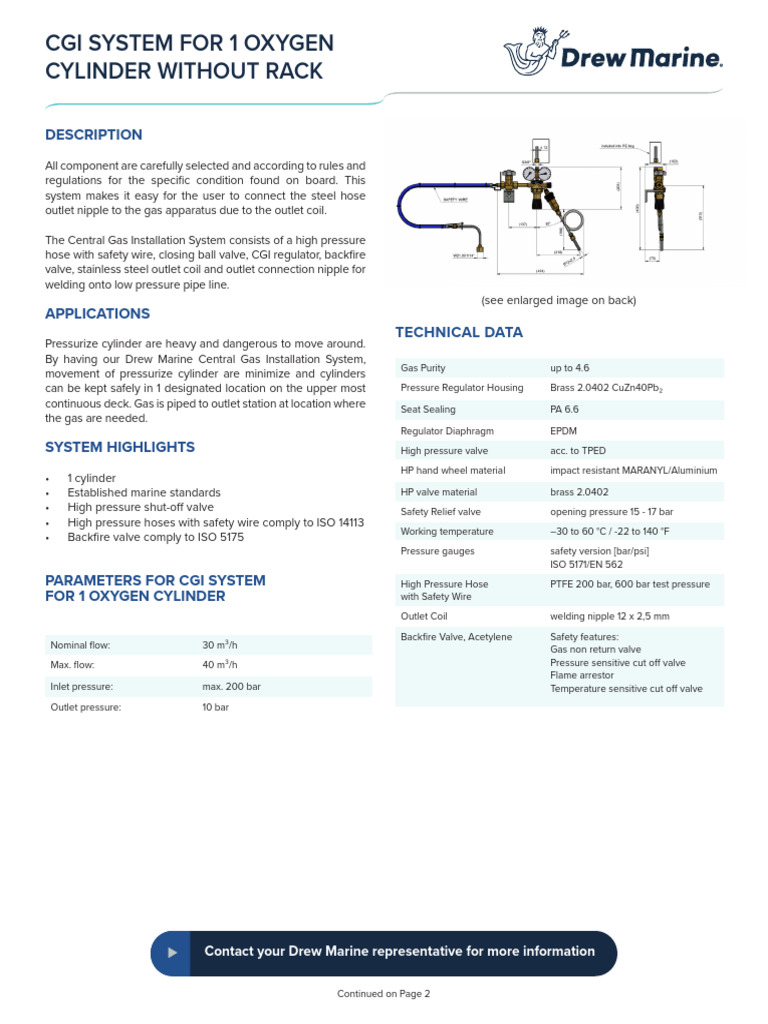 CGI System 1 Oxygen Cylinder Without Rack - PDS | PDF | Valve | Pipe ...