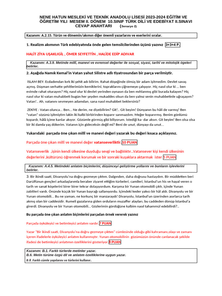 2.dönem Cevap | PDF