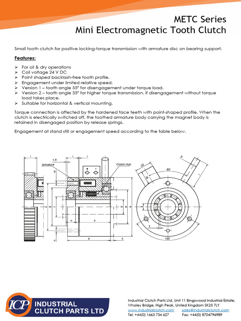 Icp Metc - Mini Electromagnetic Tooth Clutch | PDF | Clutch ...