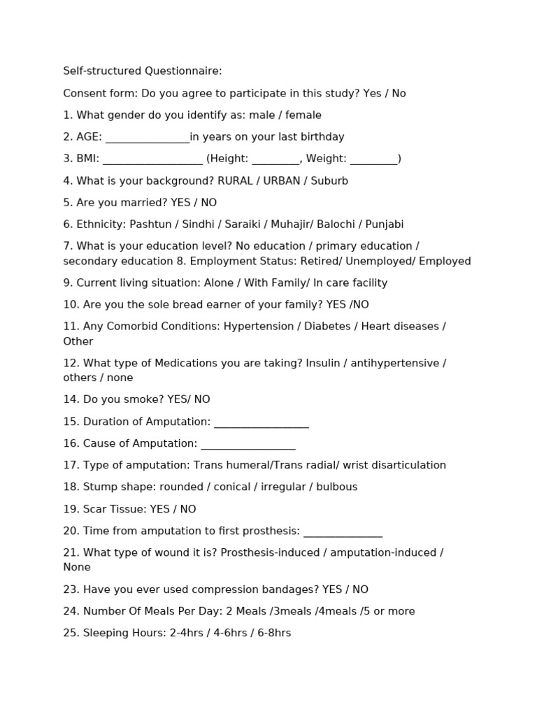 Edited Self Stuctured Questionaire | PDF