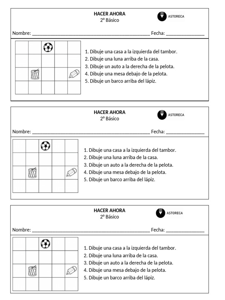 Actividades de Posicionamiento 2° Básico | PDF