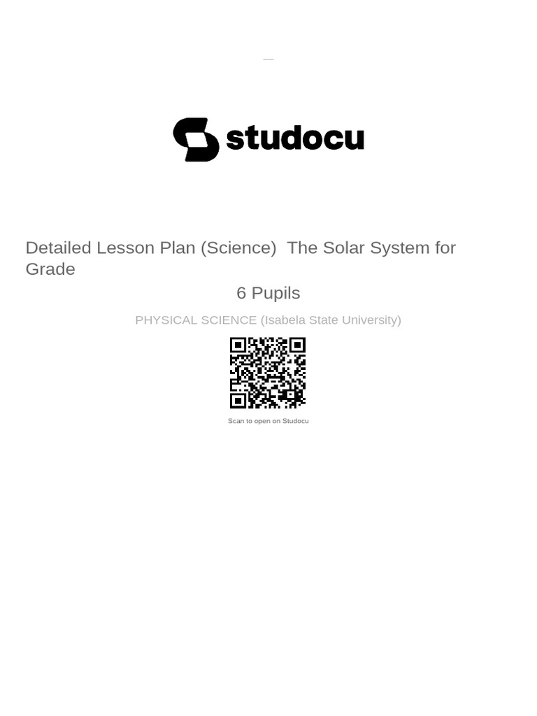 SCIENCE Lesson Plan Grade 6 | PDF | Jupiter | Saturn