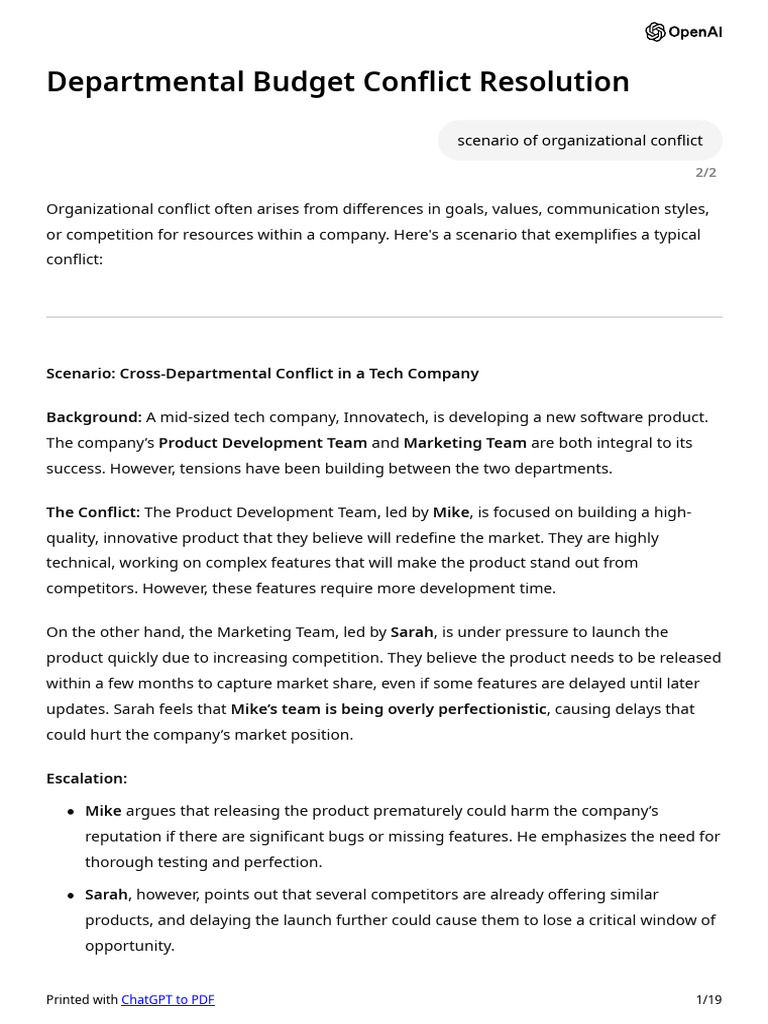 Resolving Cross-Departmental Conflicts | PDF | Employee Retention ...