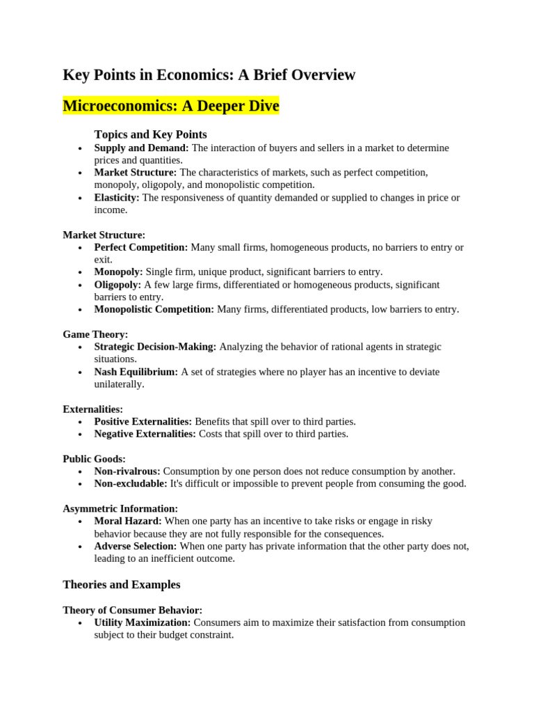 Key Points in Economics | PDF | Economics | Unemployment