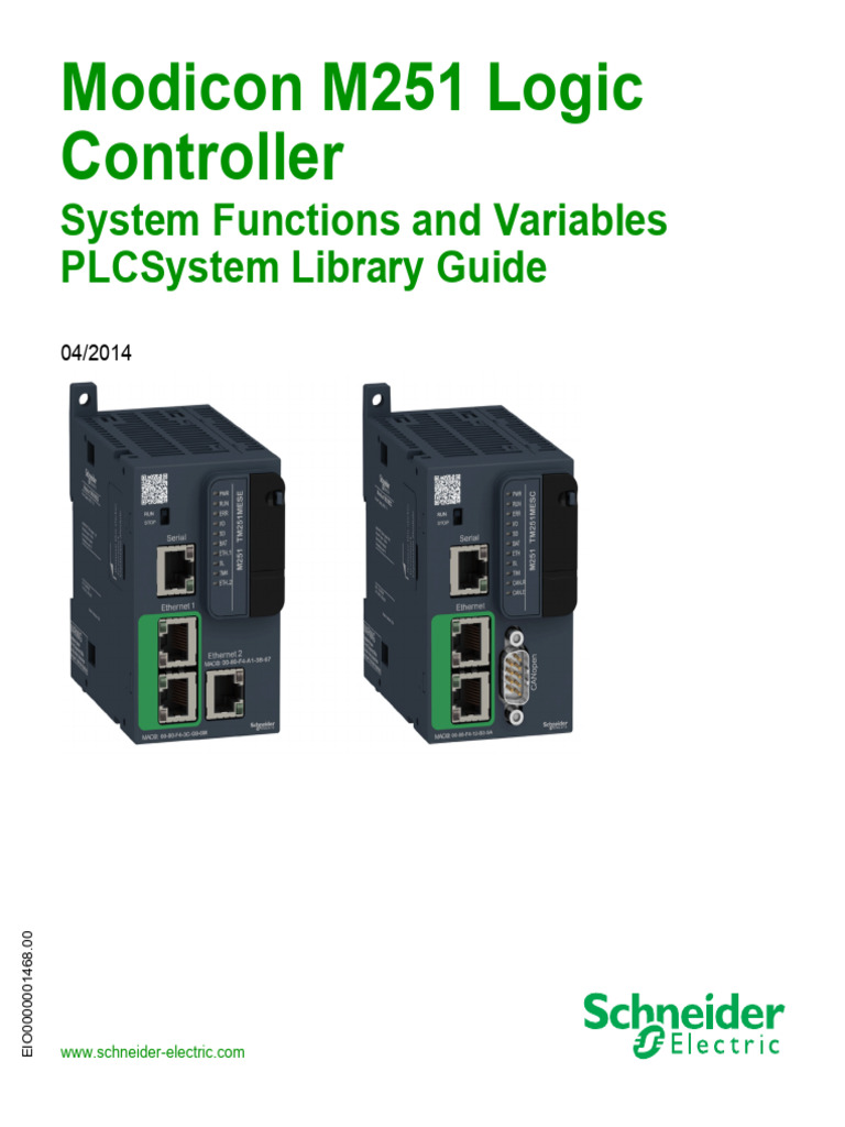 Modicon M251 Logic Controller System Functions and Variables PLCSystem Library Guide | PDF ...