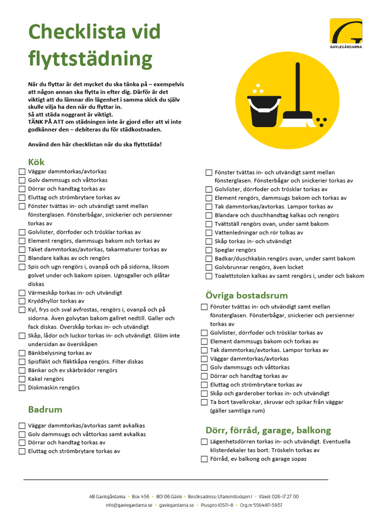Checklista Vid Flyttstadningar | PDF