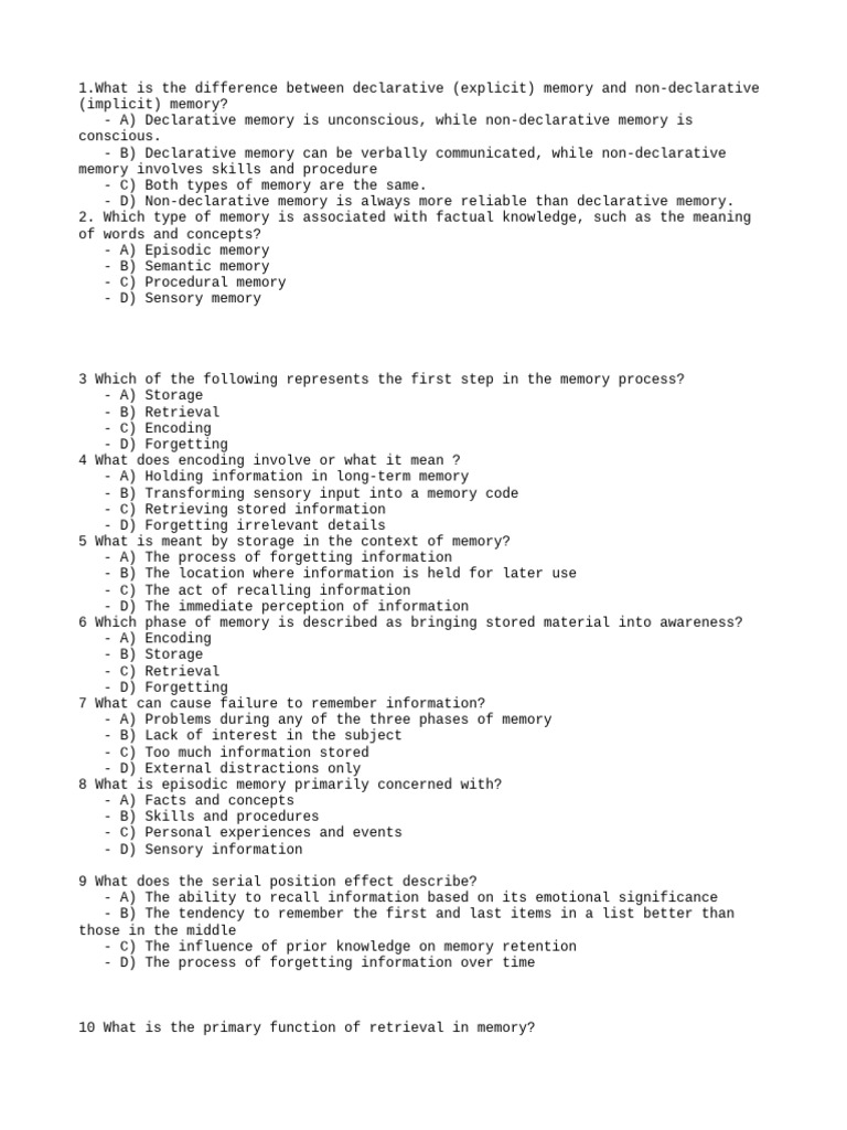 Memory Types and Processes Explained | PDF | Memory | Recall (Memory)